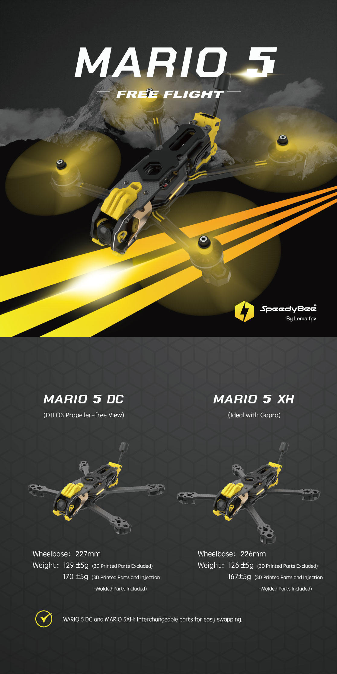 Mario 5 Frame – Durable FPV Freestyle Frame